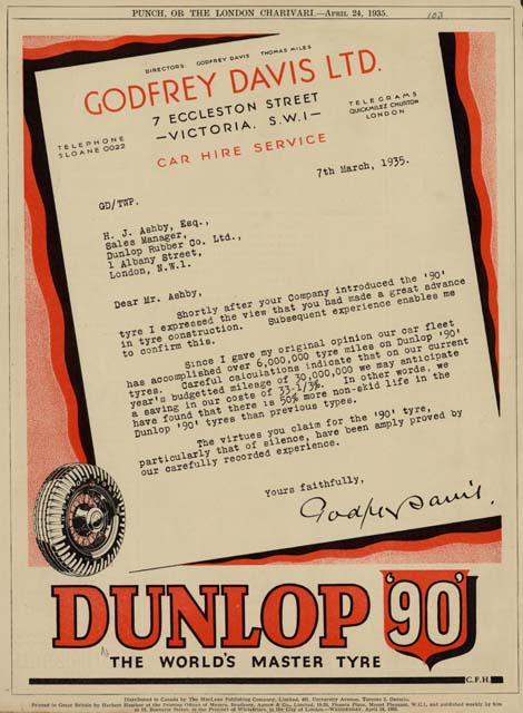 Gallery Image: Dunlop 90 tyres | Catalogue | History of Advertising Trust