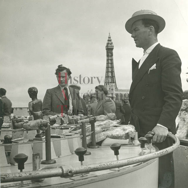 Photograph: Two men playing a game on Blackpool seafront | Catalogue ...