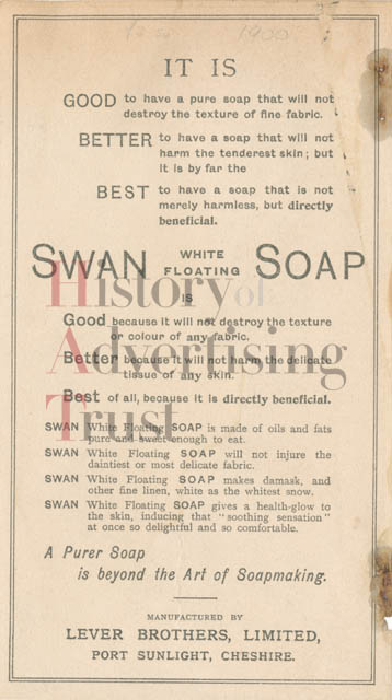 Magazine insert: Swan White Floating Soap | Catalogue | History of ...